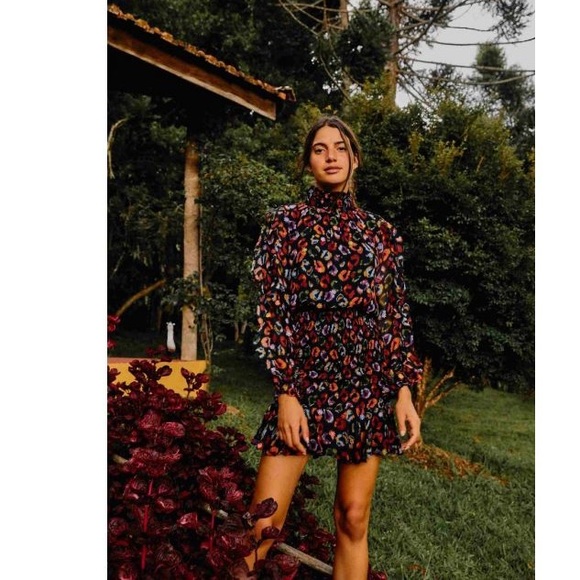 FARM Rio | Dresses | Farm Rio Black Ikat Dyed Leopard Mini Dress Large ...